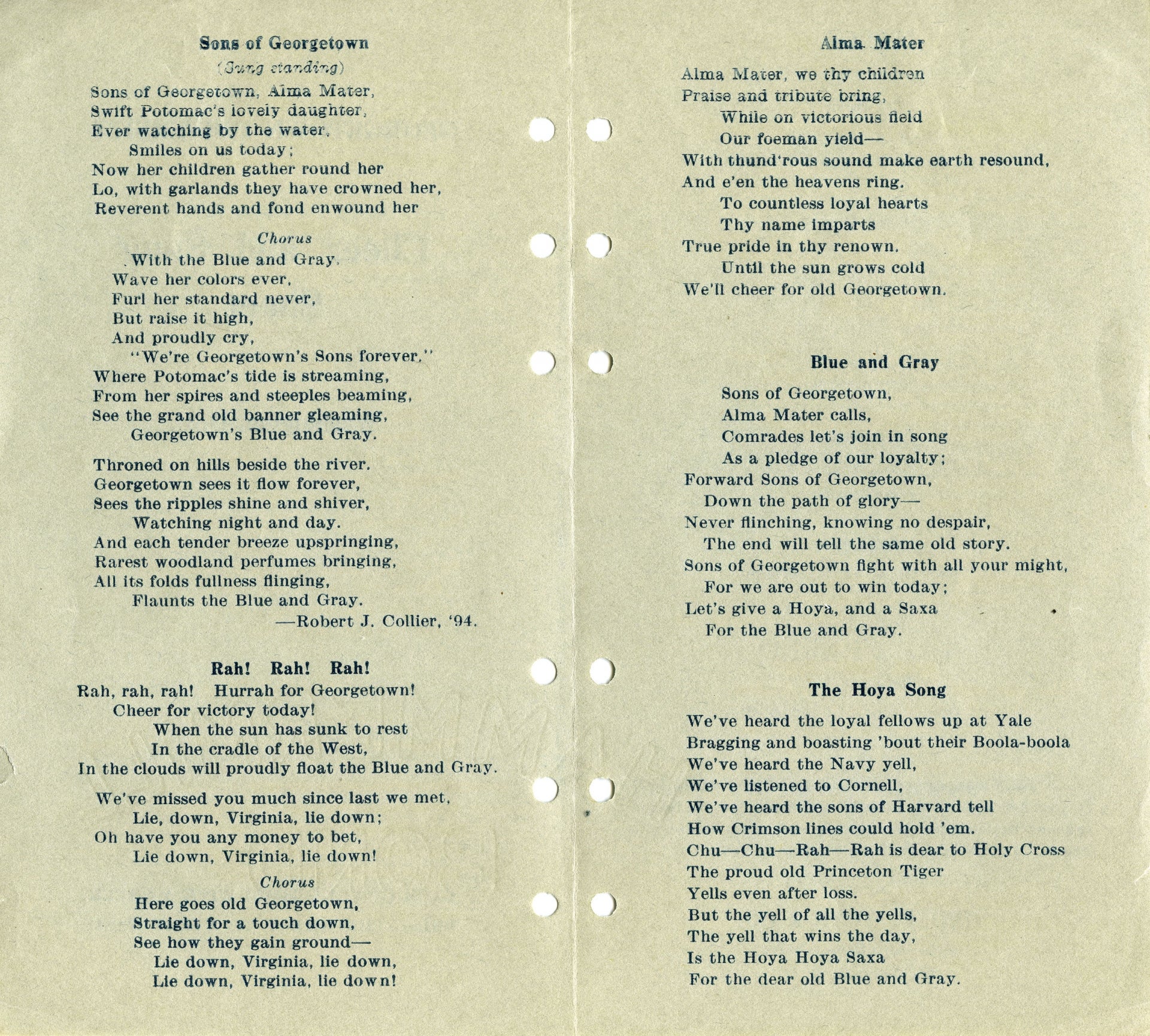 Sing and Cheer for Georgetown | Georgetown University Library